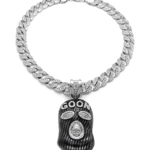 Iced Goon Mask Hip Hop Pendant 10mm/18",20",24" Ice Bling Miami Cuban ...