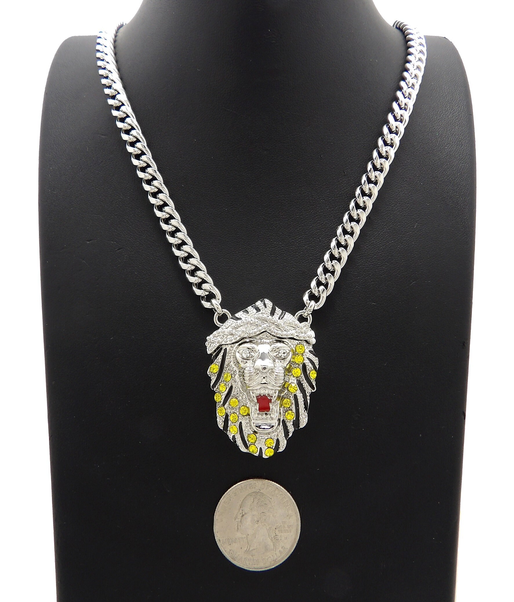 Iced Out King Lion Face Pendant 9mm/20 24 Cuban - Etsy
