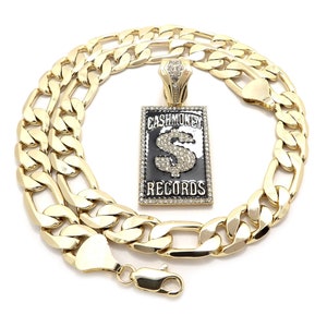 Iced Cubic Zirconia Cash Money Records Charm 12mm/20" Gold Plated ...