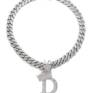Ice Out Initial Alphabet Letter Silver Pendant 12mm/18",20" Box Lock ...