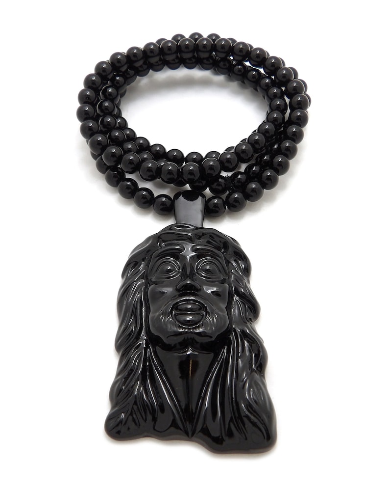 New Jesus Face Pendant 8mm/36" Plastic Bead Chain Hip Hop Fashion ...