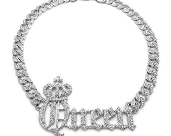 New Iced Out Crown Queen Pendant 12mm/18 Ice Bling Cuban | Etsy