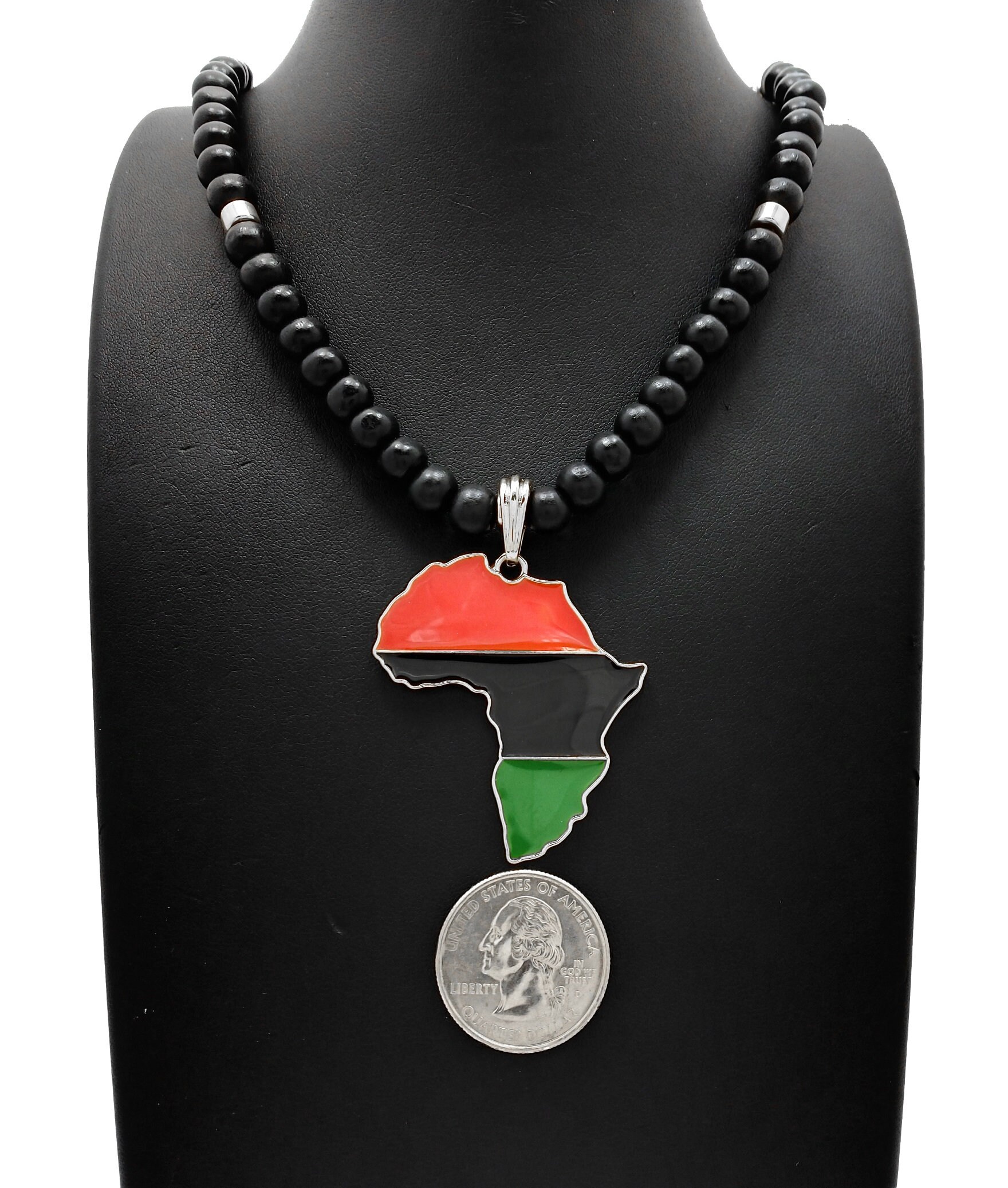 Africa Continent Pendant 8mm Wooden Beads Chain Fashion - Etsy