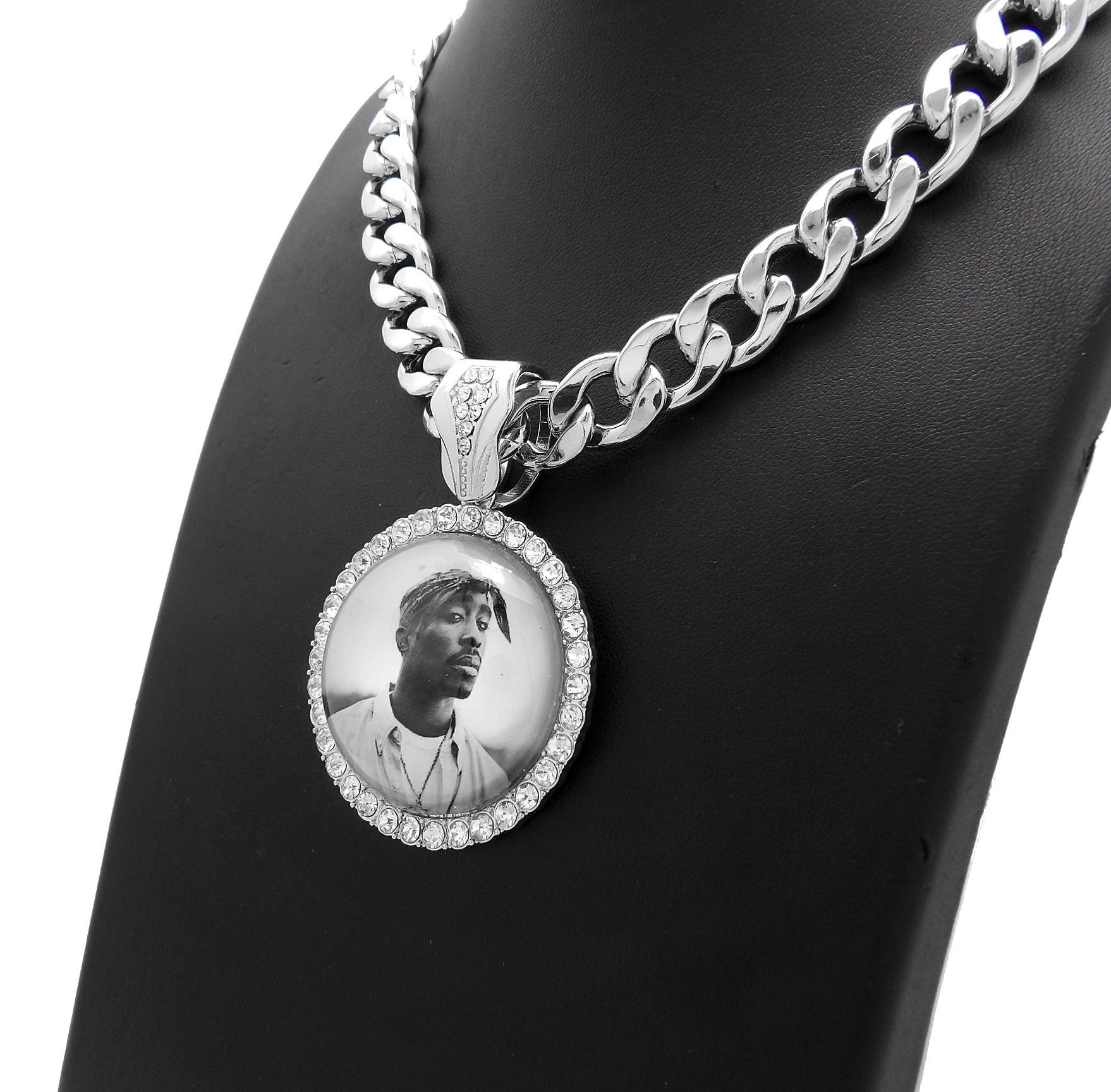 New Ice Out Tupac Round Pendant 11mm/20 Cuban Chain | Etsy