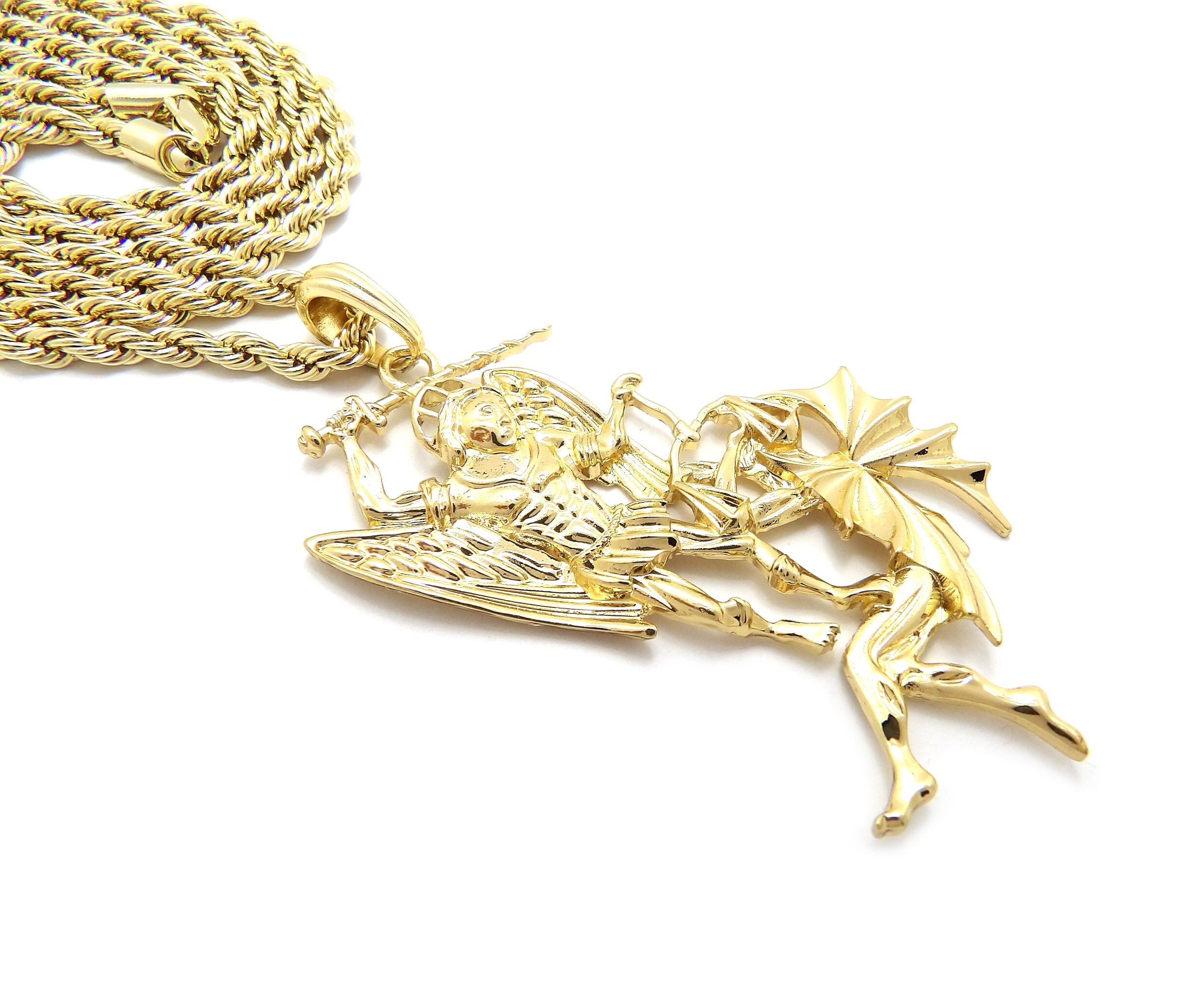 New Archangel Michael Pendant 4mm/24 Rope Chain Fashion | Etsy