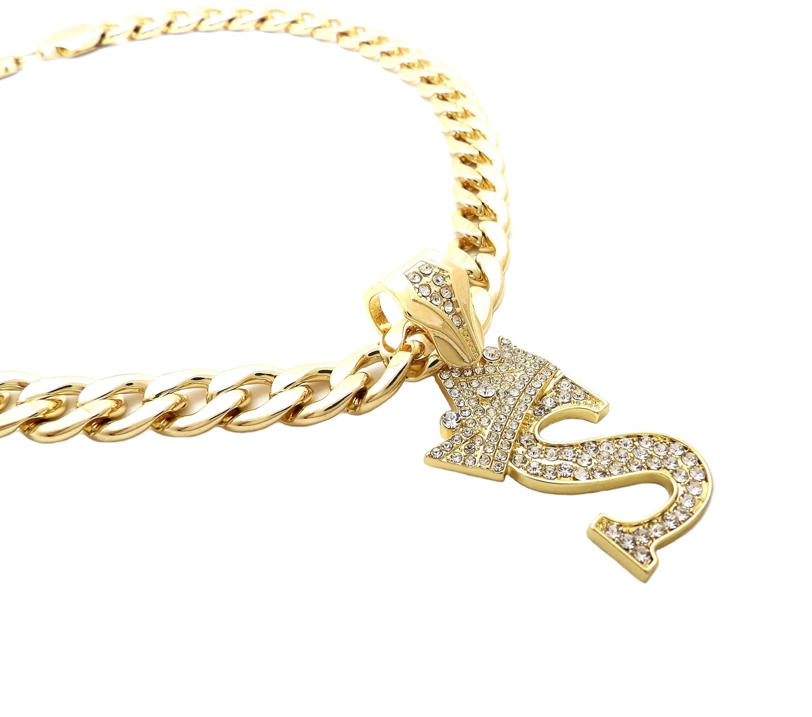 Ice Out Initial Alphabet Letter Gold Pendant - Etsy