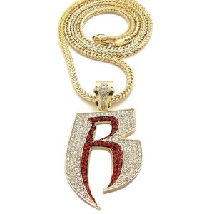 Iced Out Ruff Ryder r Pendant 4mm/20,24,30,36 Franco Chain Hip Hop ...