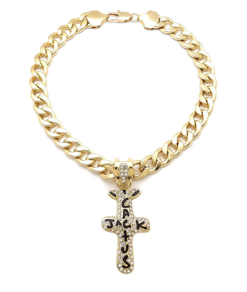Hip Hop Fashion Iced Cactus Jack Cross Pendant - Etsy