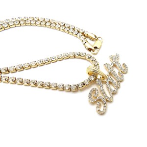 New Ice Out Slatt Pendant 3.5mm/16",18",20" Rhinestone Chain Hip Hop ...