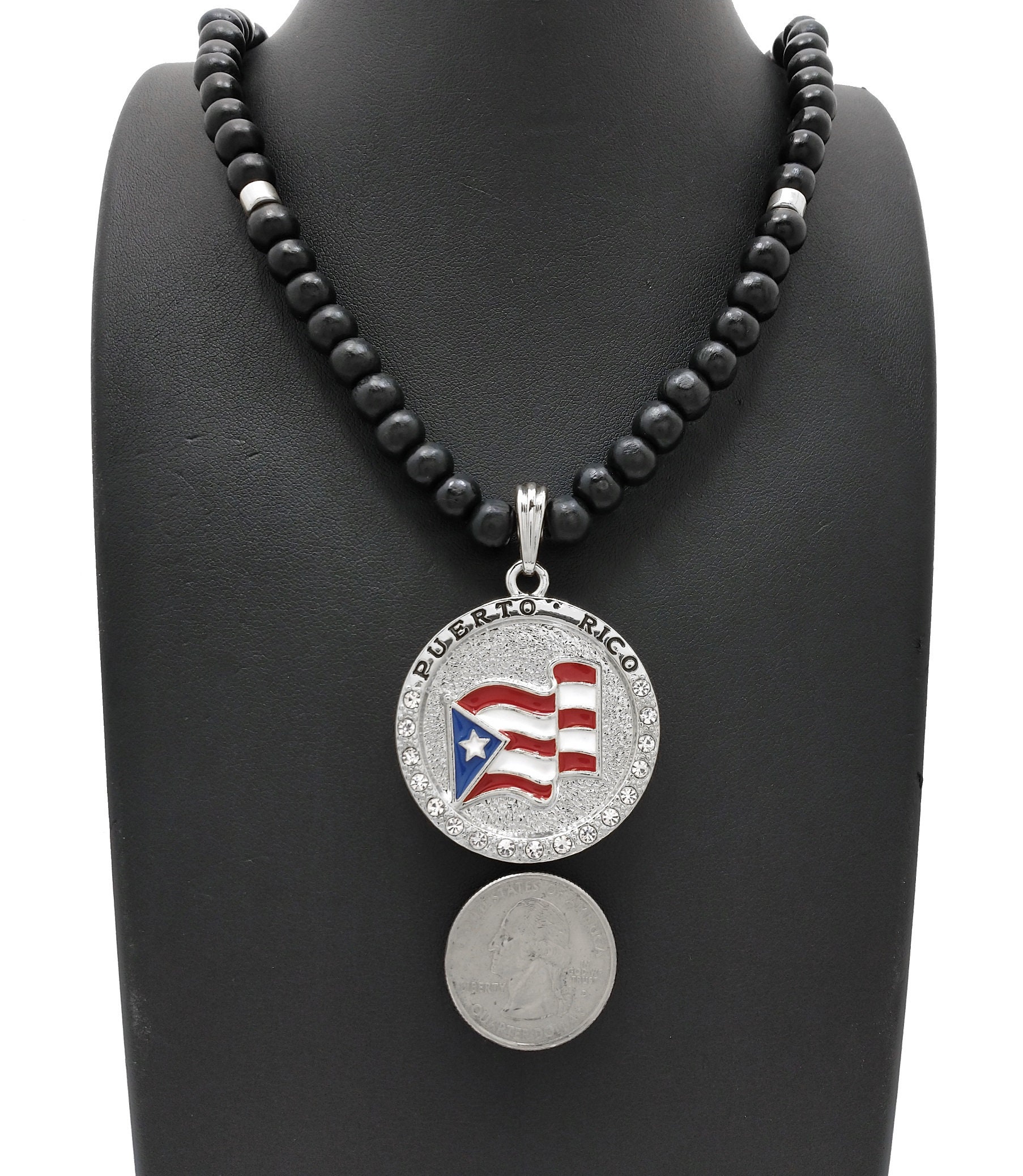 Puerto Rico Map Round Pendant 8mm/18 20 Wooden | Etsy