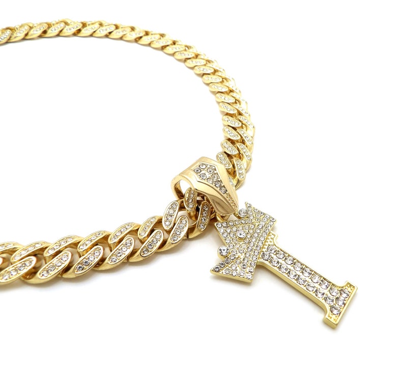 Ice Out Initial Alphabet Letter Gold Pendant - Etsy