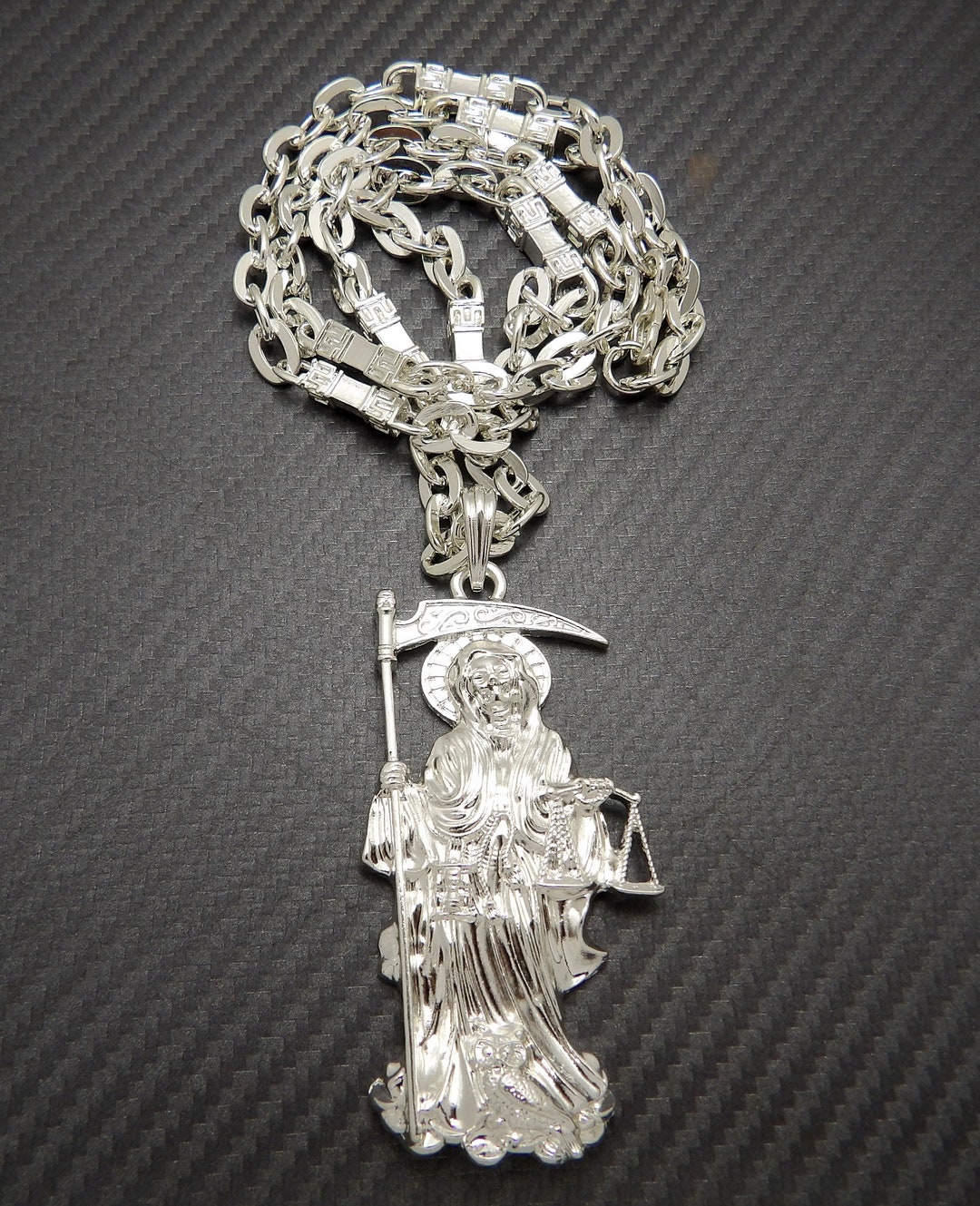 New Saint Death Santa Muerte Pendant 30" Link Chain Hip Hop Fashion ...