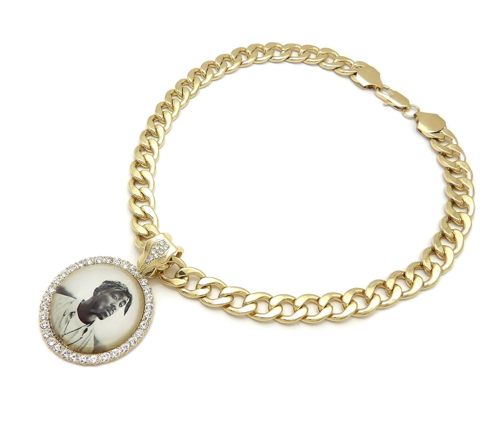 New Ice Out Tupac Round Pendant 11mm/20 Cuban Chain | Etsy