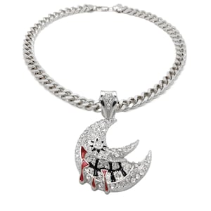 New Iced Out Soul Eater Pendant 6mm/18",20",24",30" Cuban Chain Fashion ...