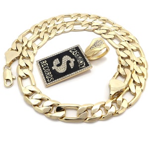 Iced Cubic Zirconia Cash Money Records Charm 12mm/20" Gold Plated ...