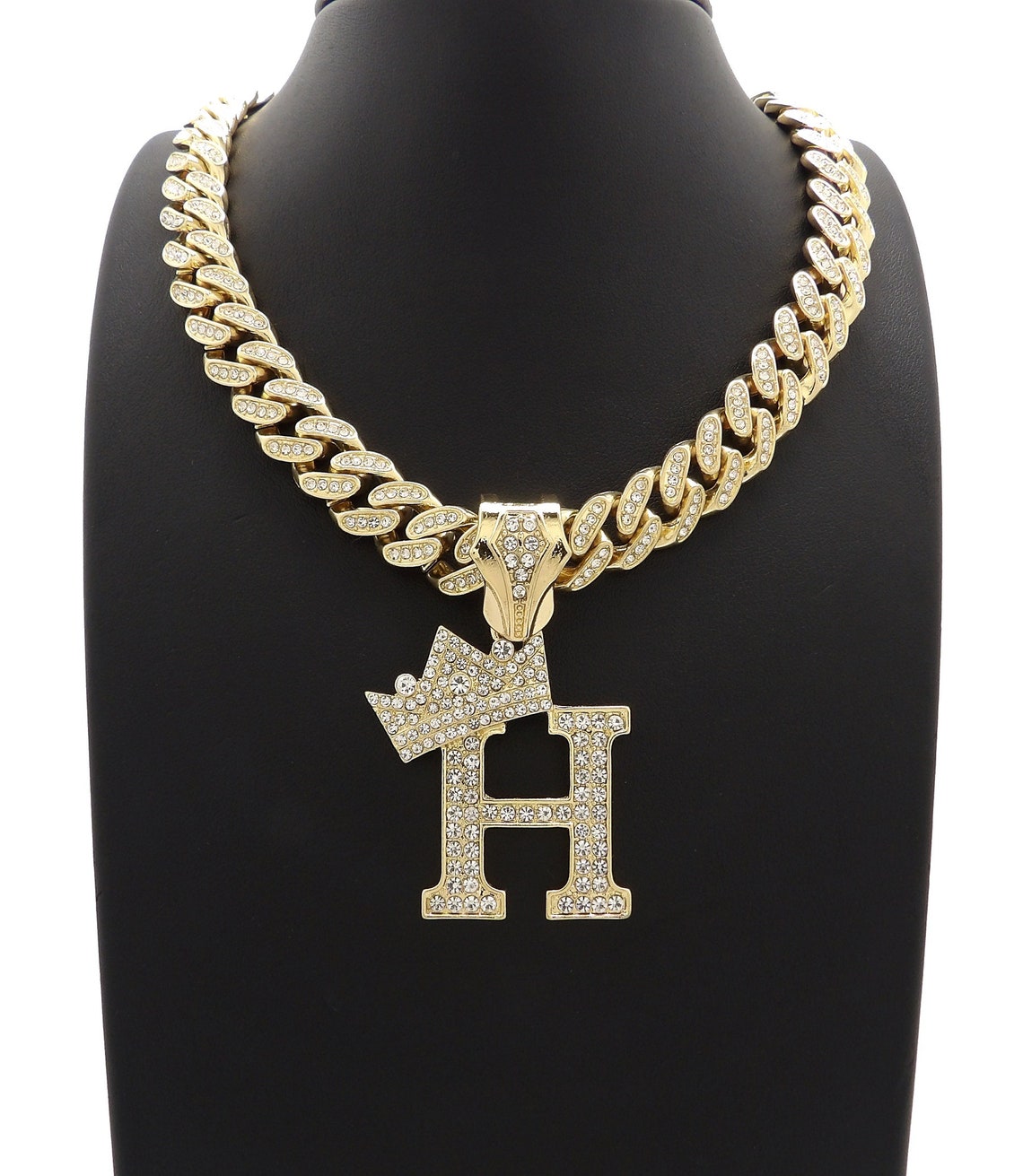 Ice Out Initial Alphabet Letter Gold Pendant 12mm/18 Box - Etsy Canada