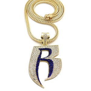 Iced Out Ruff Ryder r Pendant 4mm/20,24,30,36 Franco Chain Hip Hop ...