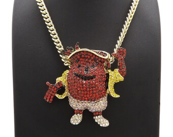 Ice Out Kool Aid Pendant Various Chain Option Cuban or Franco Chain Necklace
