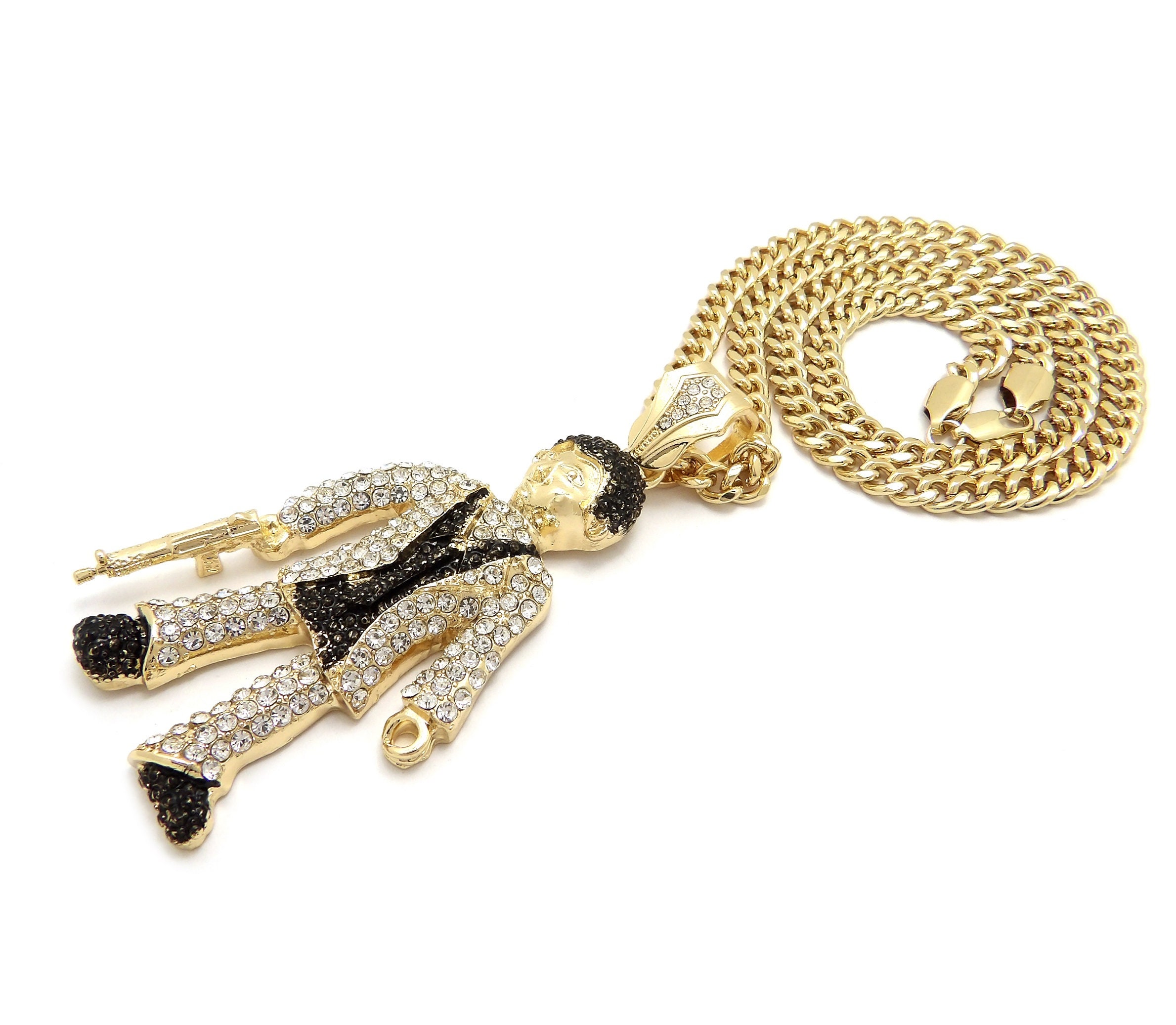 Iced Stone Stud Scarface Pendant - Etsy