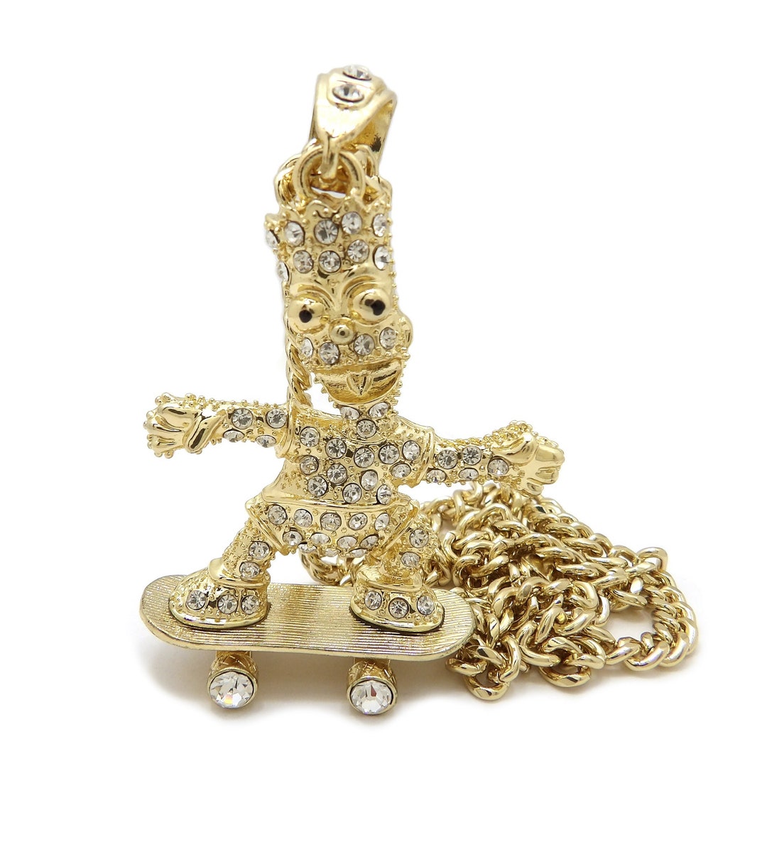 Skateboarding Simpson Pendant 6mm/24",30" Cuban Chain Fashion Necklace ...