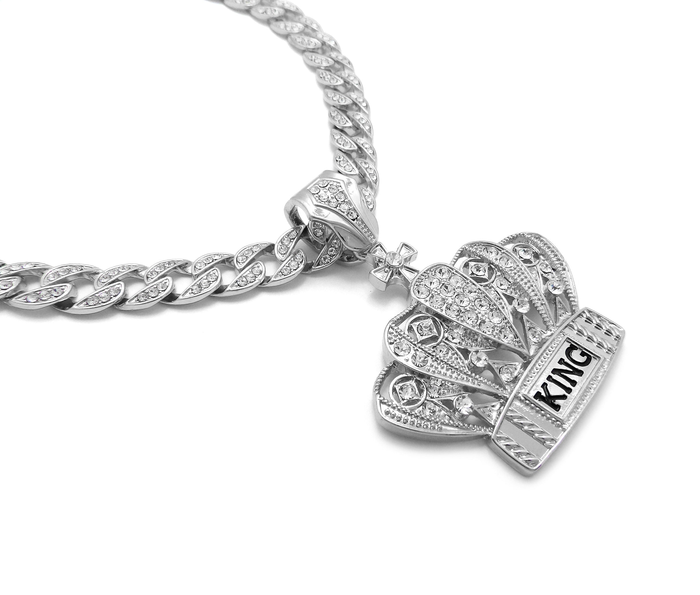 Iced Crown Pendant 10mm/18",20",24" Ice Bling Miami Cuban Chain Hip Hop ...