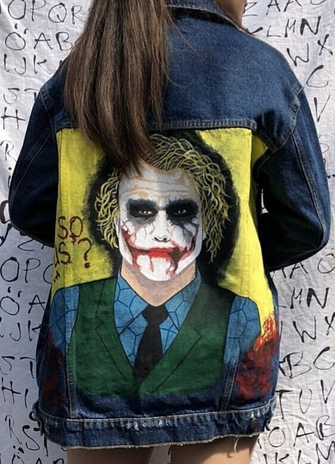 Hand Painted Denim Jacket Joker - Etsy