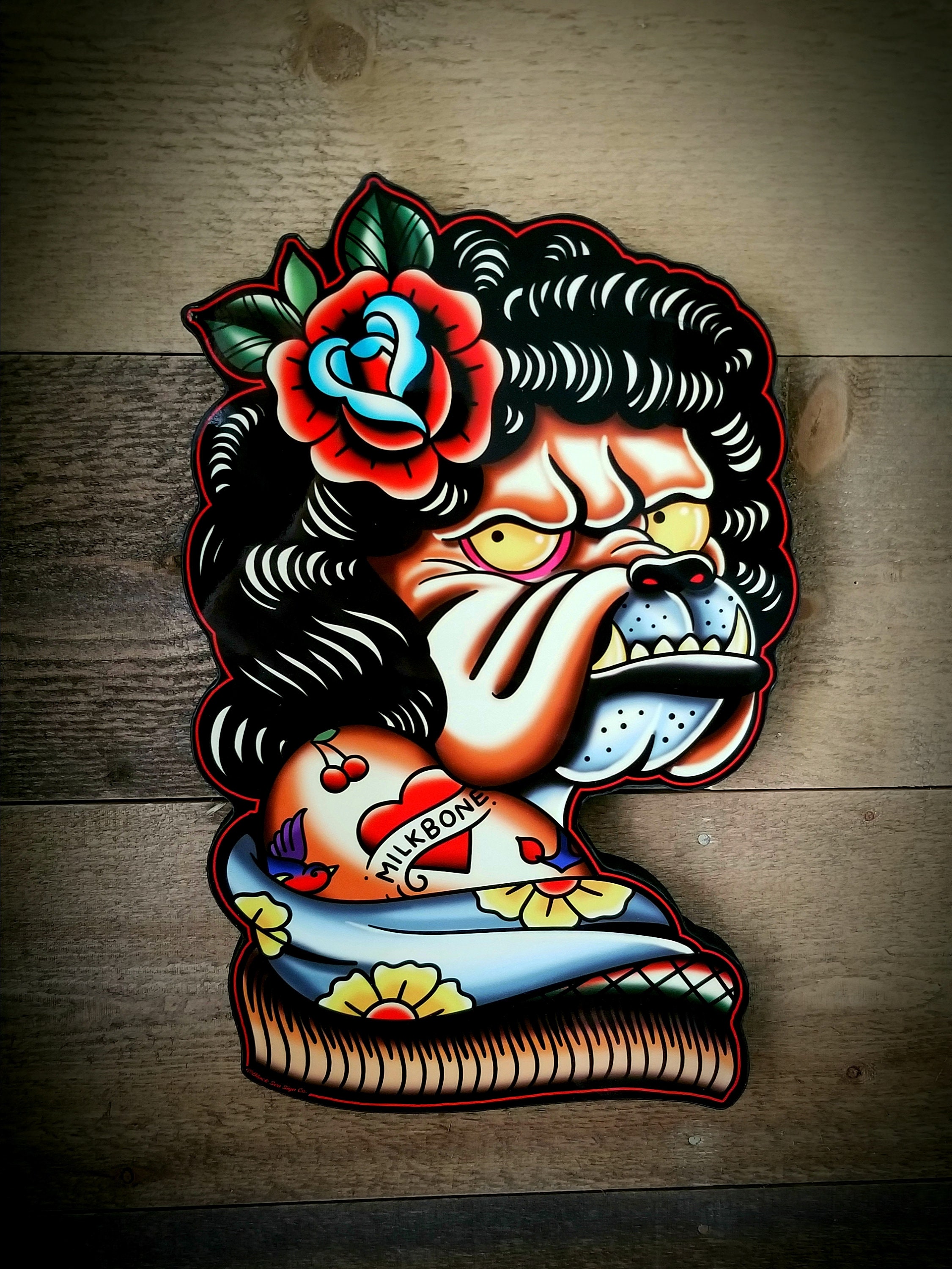 Traditional Bulldog Tattoo