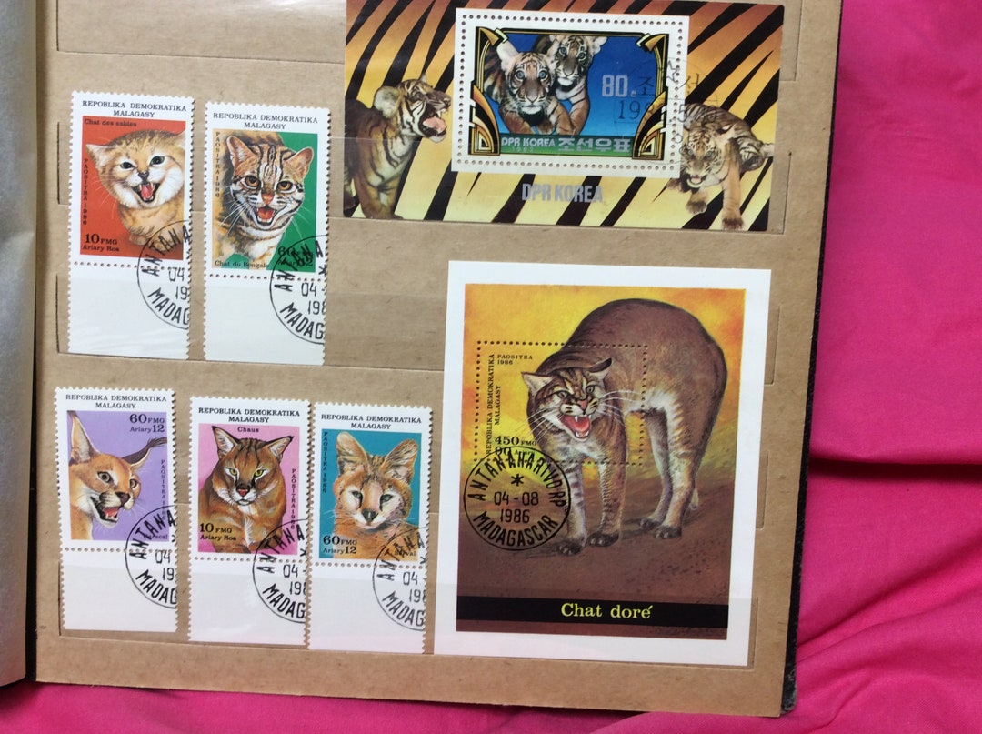 Stamps Collection With Cats . Rare Stamps With Cats - Etsy