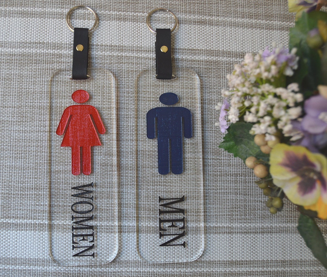 Pair of Traditional Acrylic Office Restroom Key Rings - Etsy