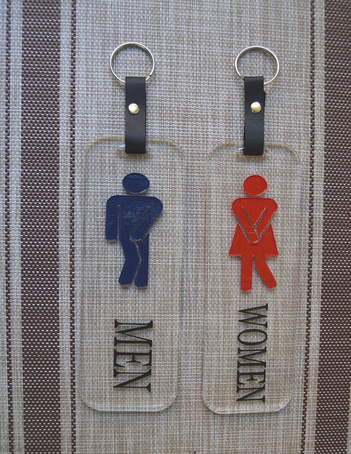 Pair of Humorous Acrylic Office Restroom Key Rings - Etsy