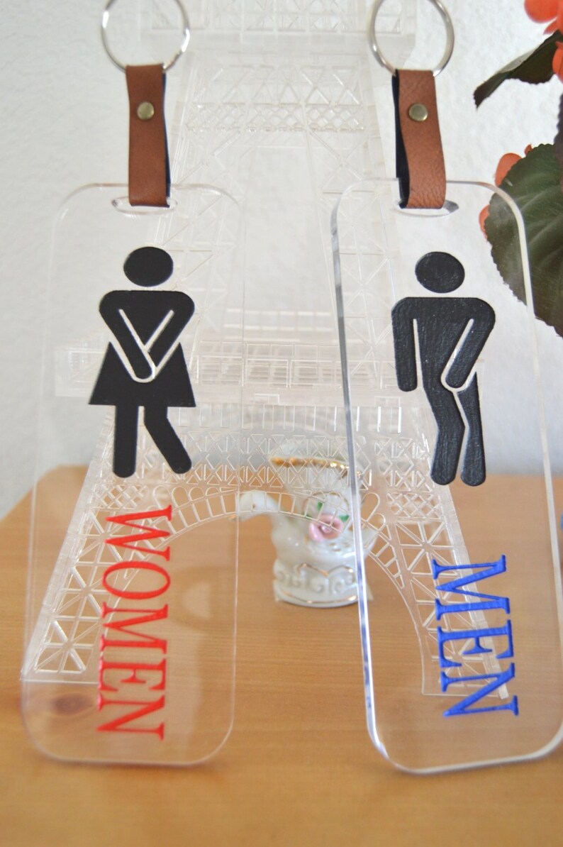 Pair of Humorous Acrylic Office Restroom Key Rings - Etsy