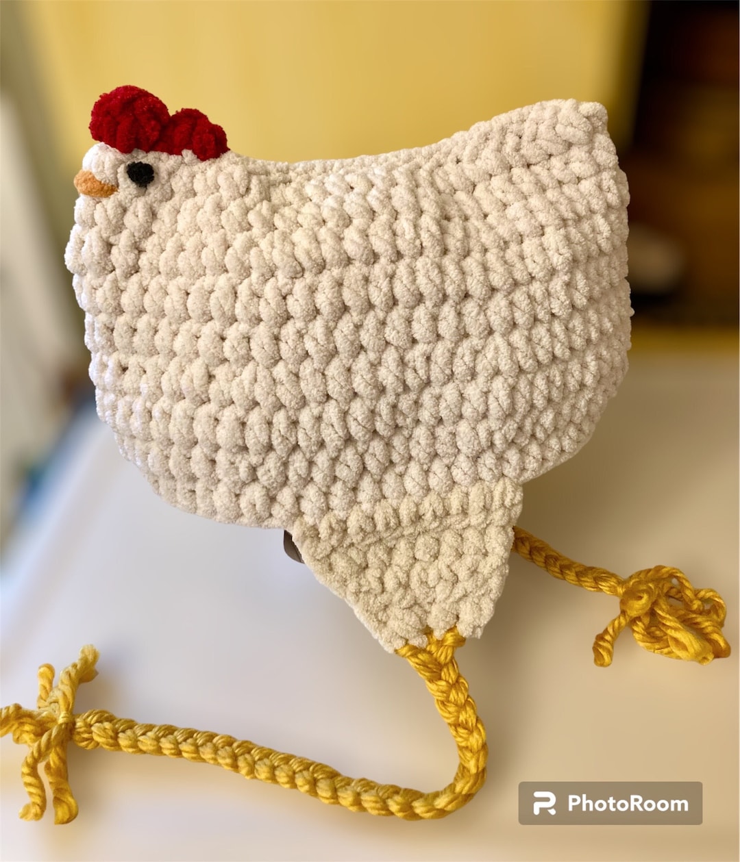 Crochet Chicken Hat Earflap Hat Funny Chicken Beanie Handmade Plush ...