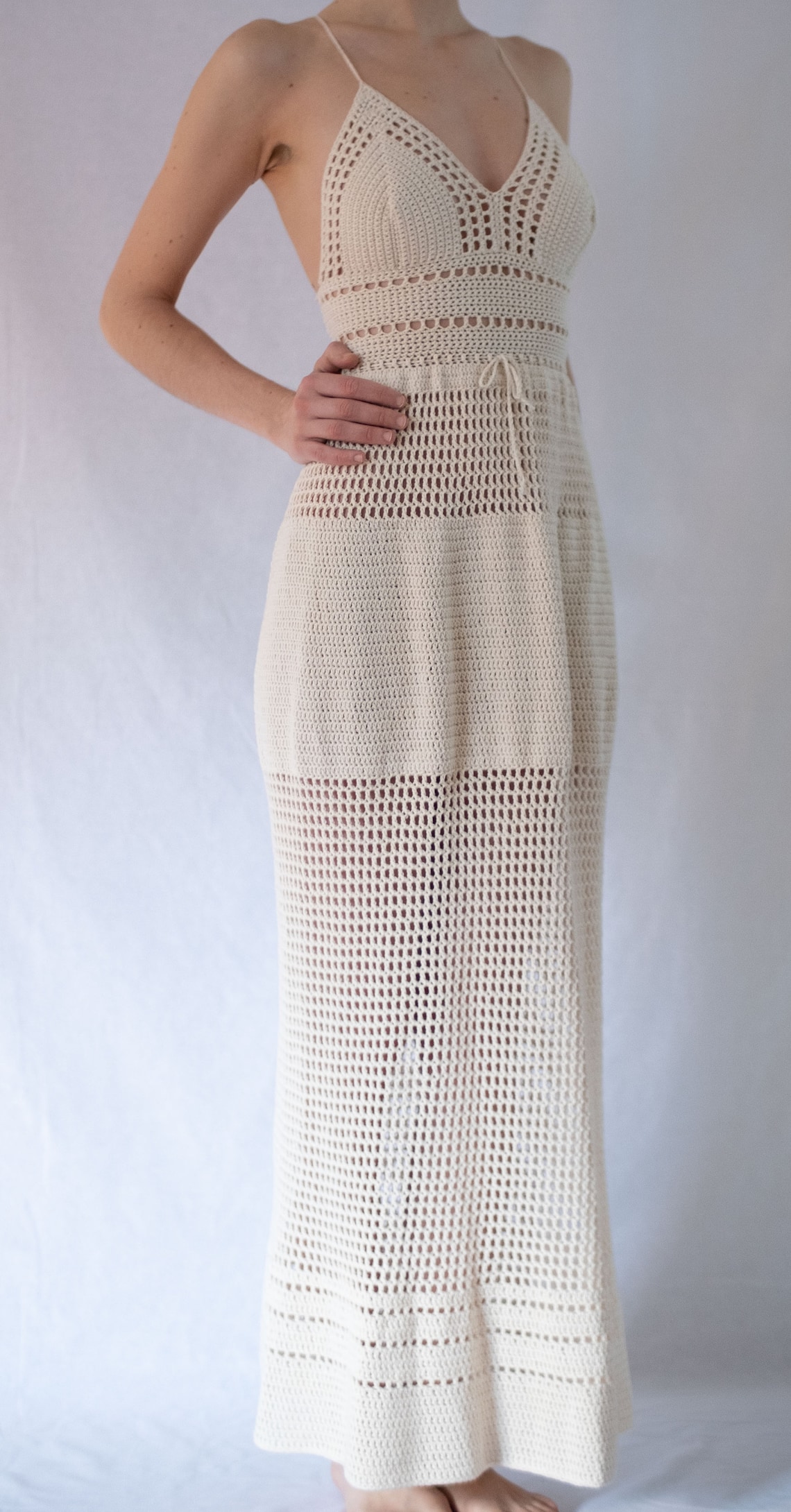 Crochet Maxi Dress PATTERN: Floor Length Crochet Gown With Adjustable ...