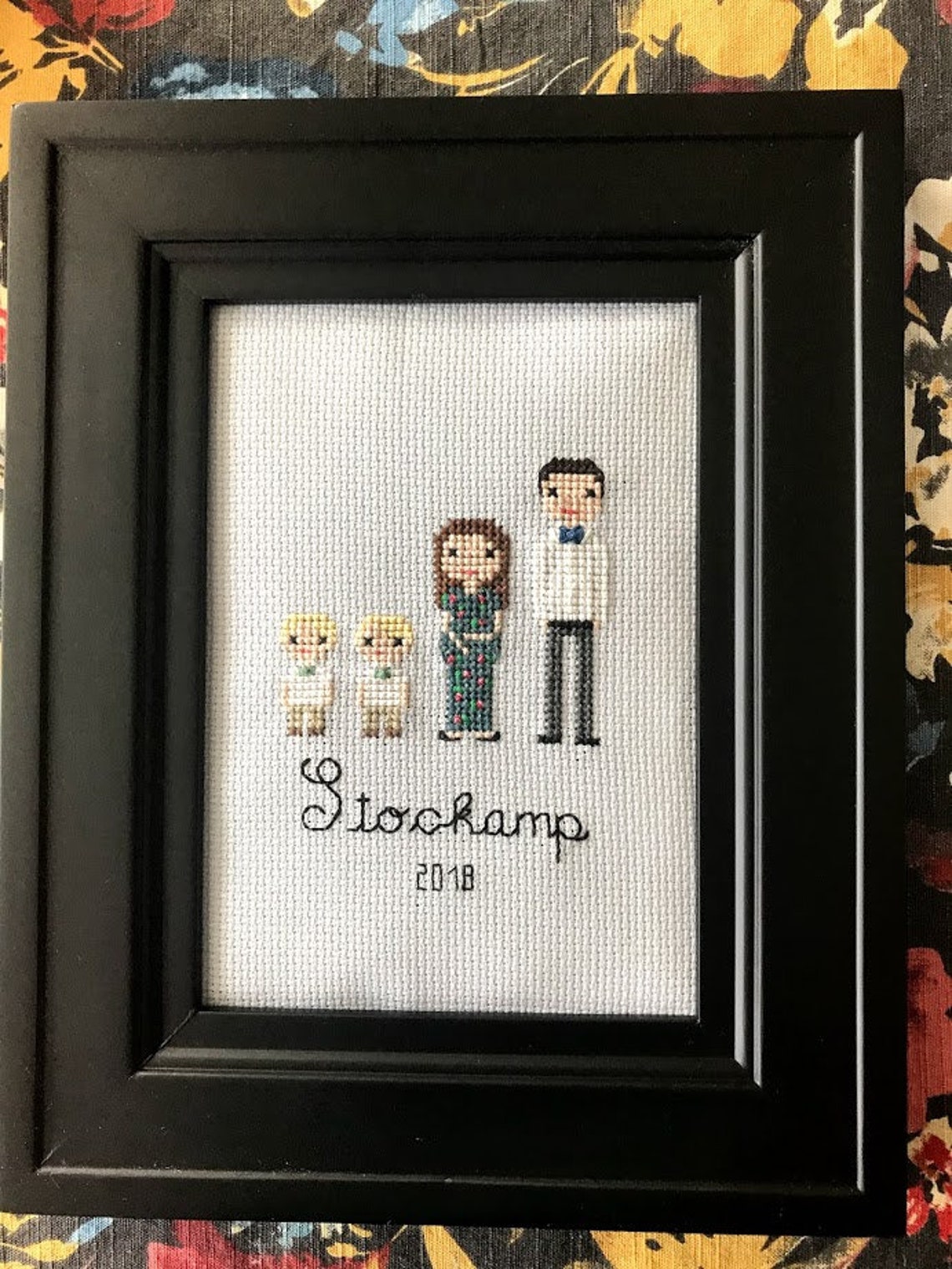 Custom Cross Stitch Family Portrait Personalized Gift Present | Etsy
