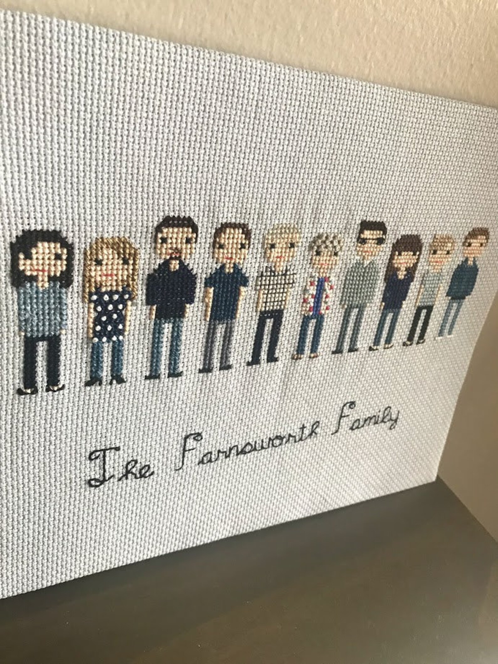 Custom Cross Stitch Family Portrait Personalized Gift Present Birthday ...