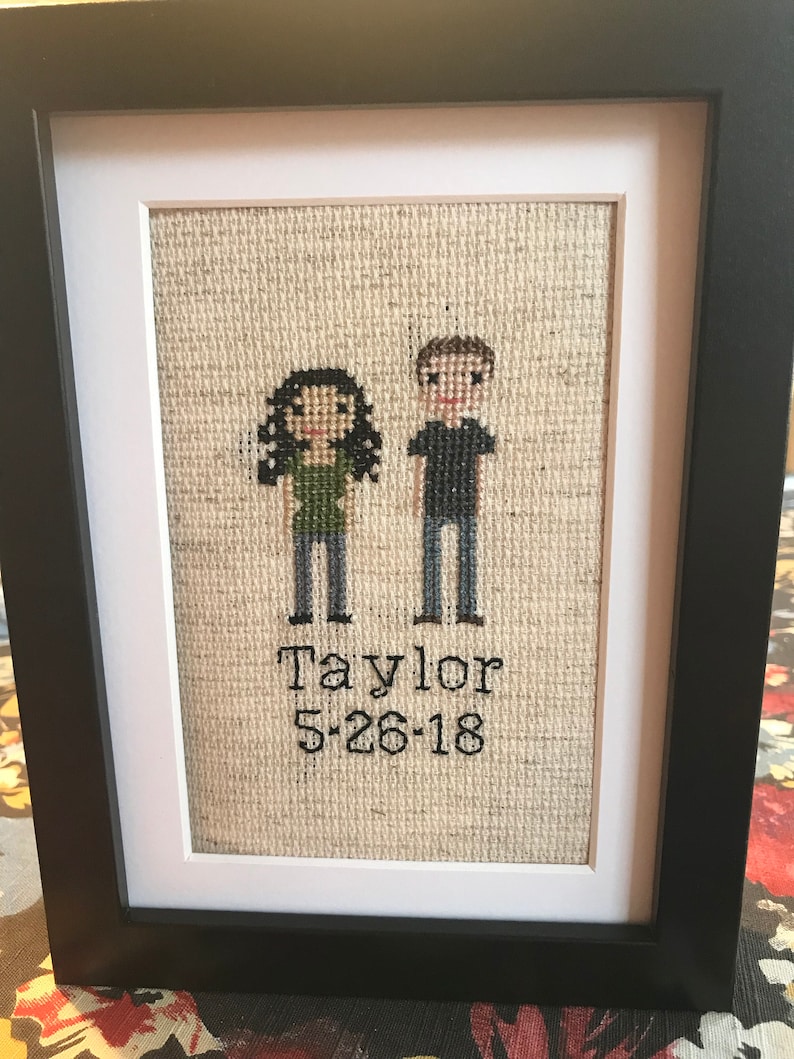 Custom Cross Stitch Portrait: Personalized Wedding, Anniversary, or ...