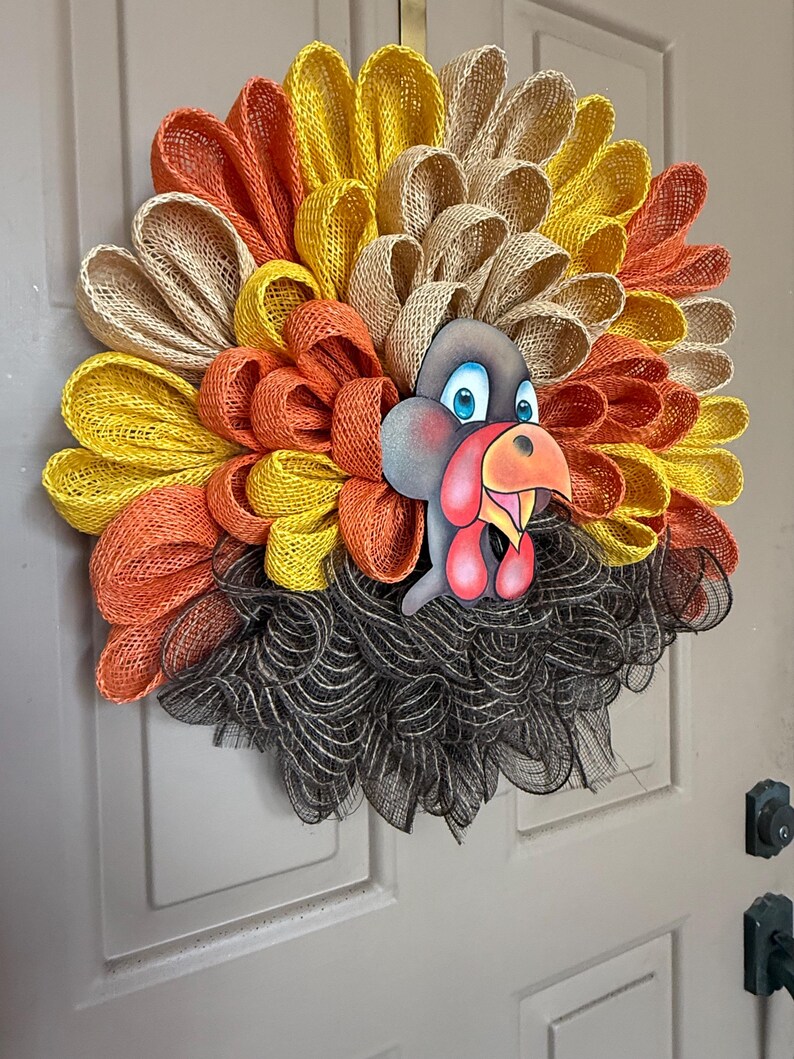 Tom Turkey Wreath Thanksgiving Wreath Fall Whimiscal Wreath Front Door ...