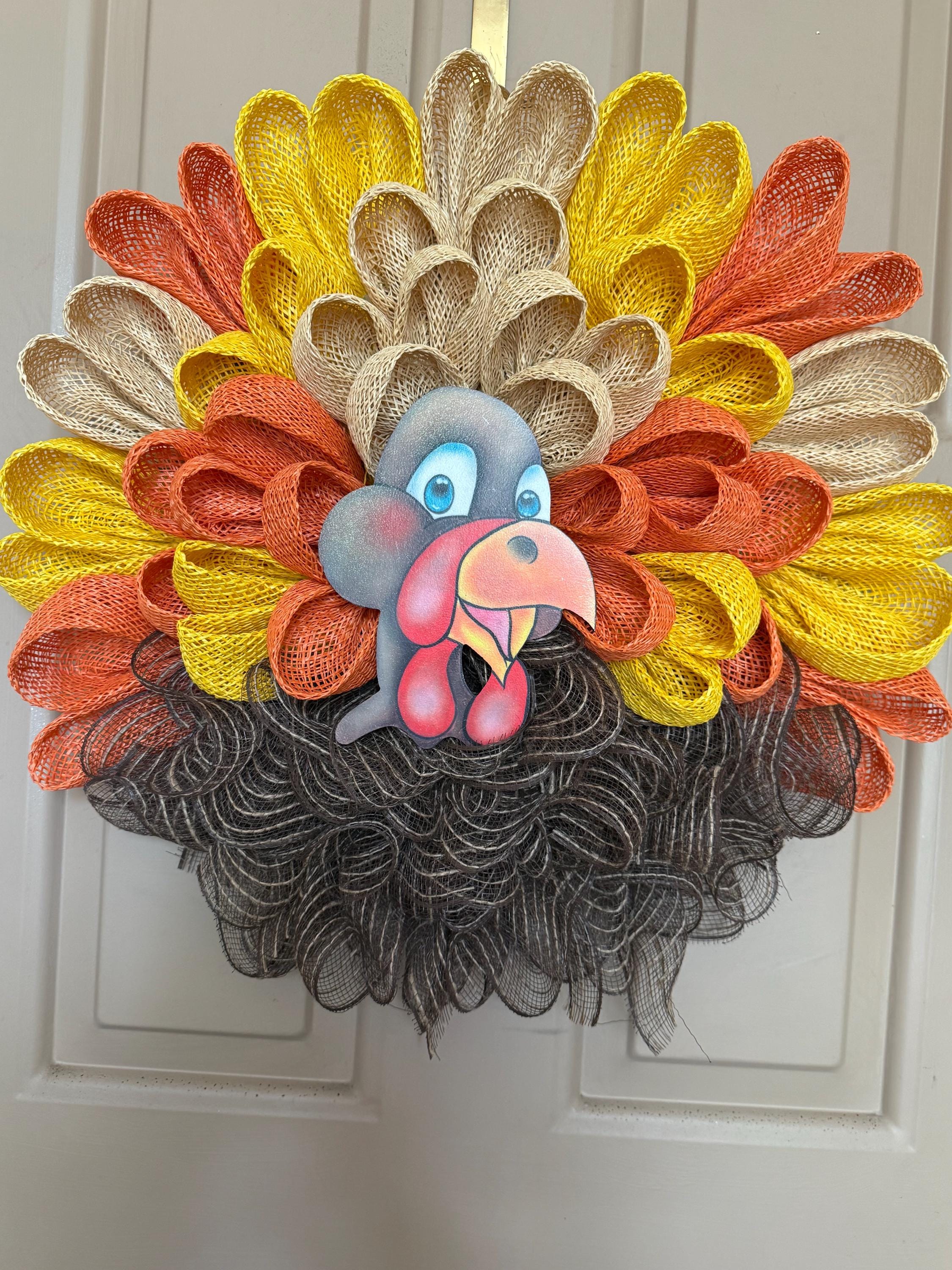 Tom Turkey Wreath Thanksgiving Wreath Fall Whimiscal Wreath Front Door ...