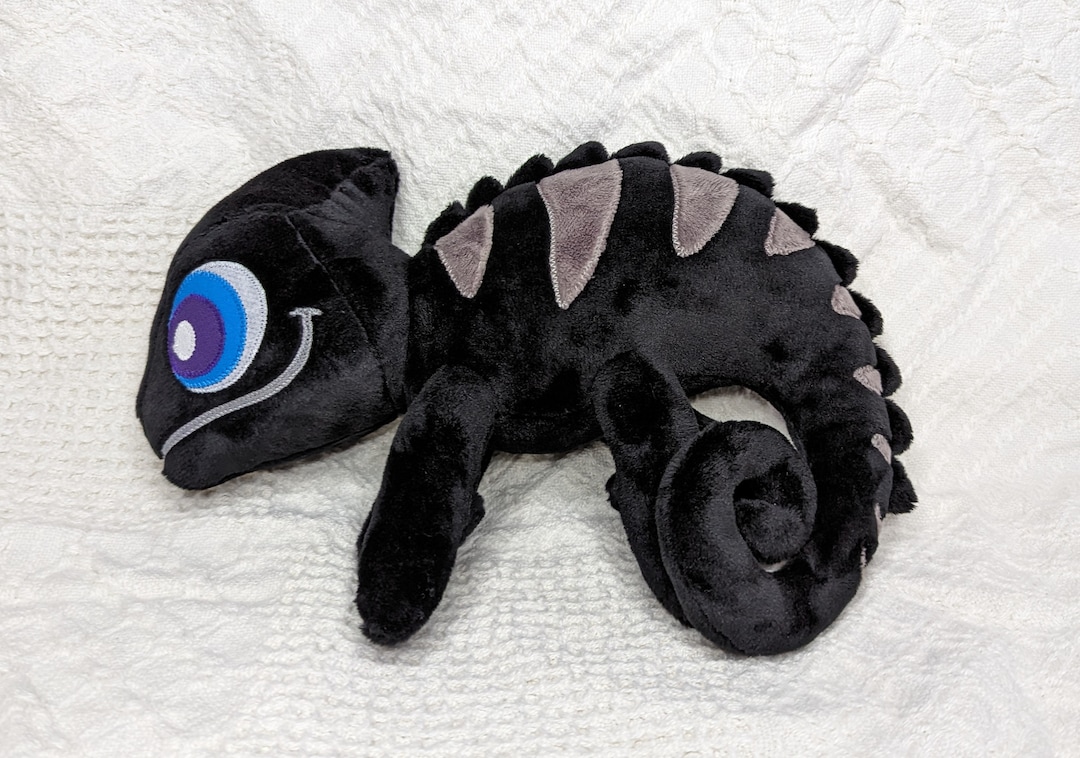 Chameleon Collectible Stuffed Plush Animal Black and Gray - Etsy