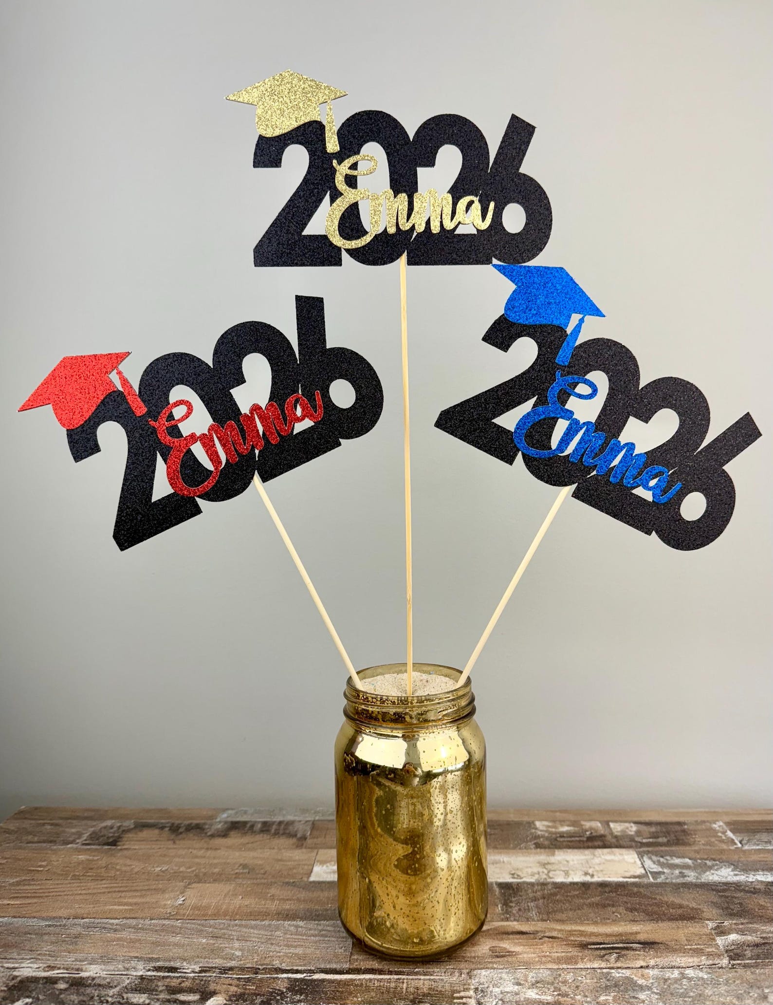 Set of 3 2026 Graduation Centerpiece Sticks • Senior Grad Party ...