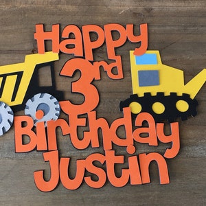 Construction Birthday Cake Topper - Customizable - Etsy
