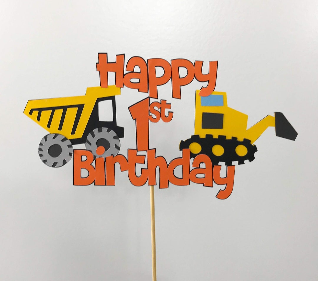 Construction Birthday Cake Topper - Customizable - Etsy