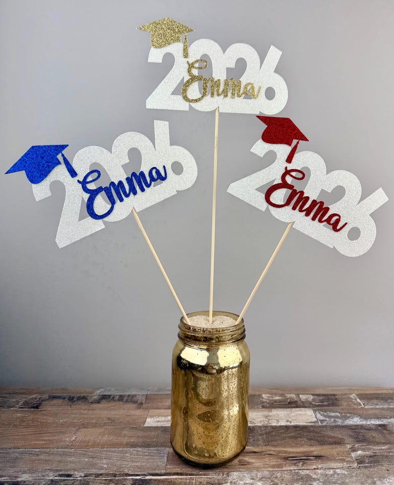Set of 3 2026 Graduation Centerpiece Sticks • Senior Grad Party ...