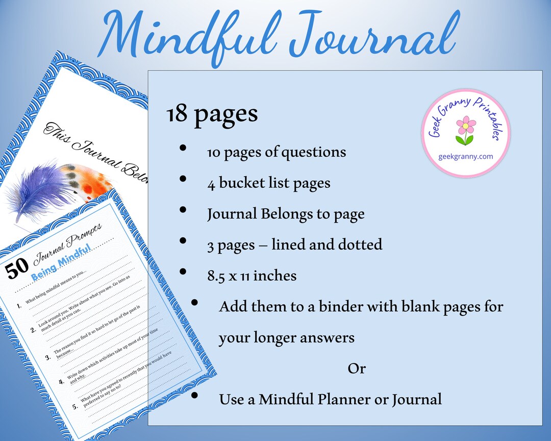 Mindful Journal Printable - Etsy