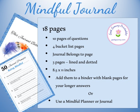 Mindful Journal Printable | Etsy