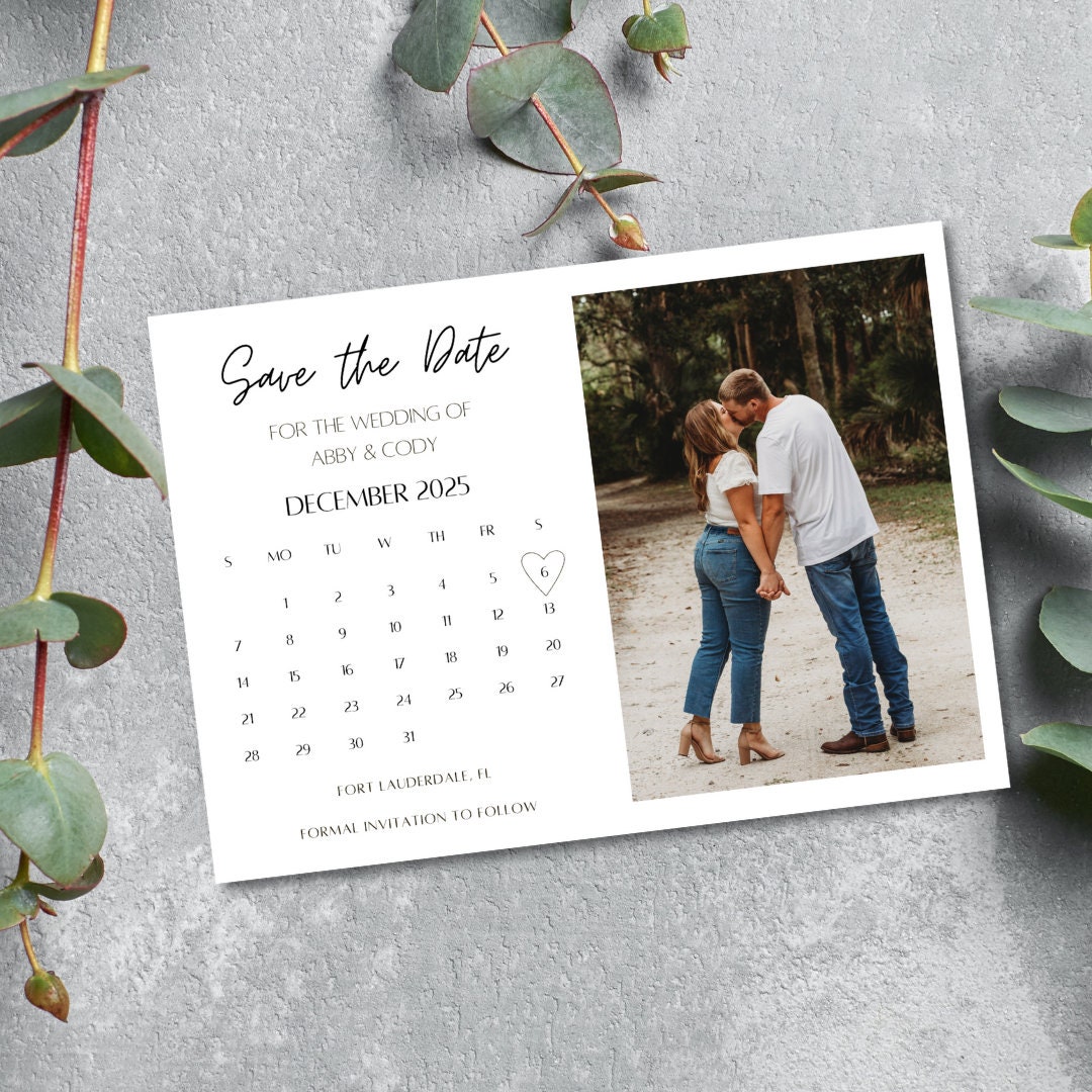 Editable Save the Date - Calendar Style, Classic and Simple Design ...