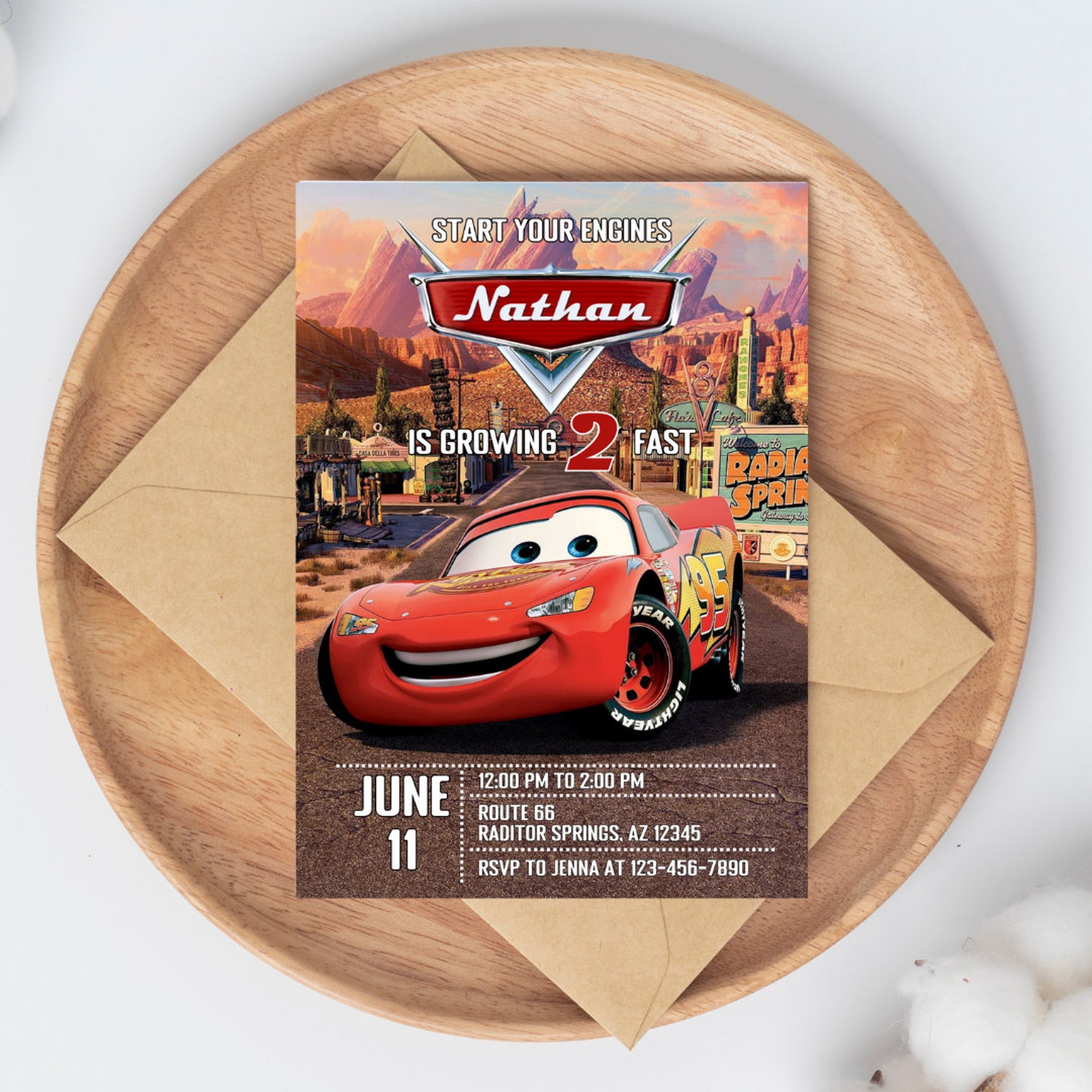 Editable Cars Invitation - Lighting Mcqueen, Cars, Disney, Growing Two ...