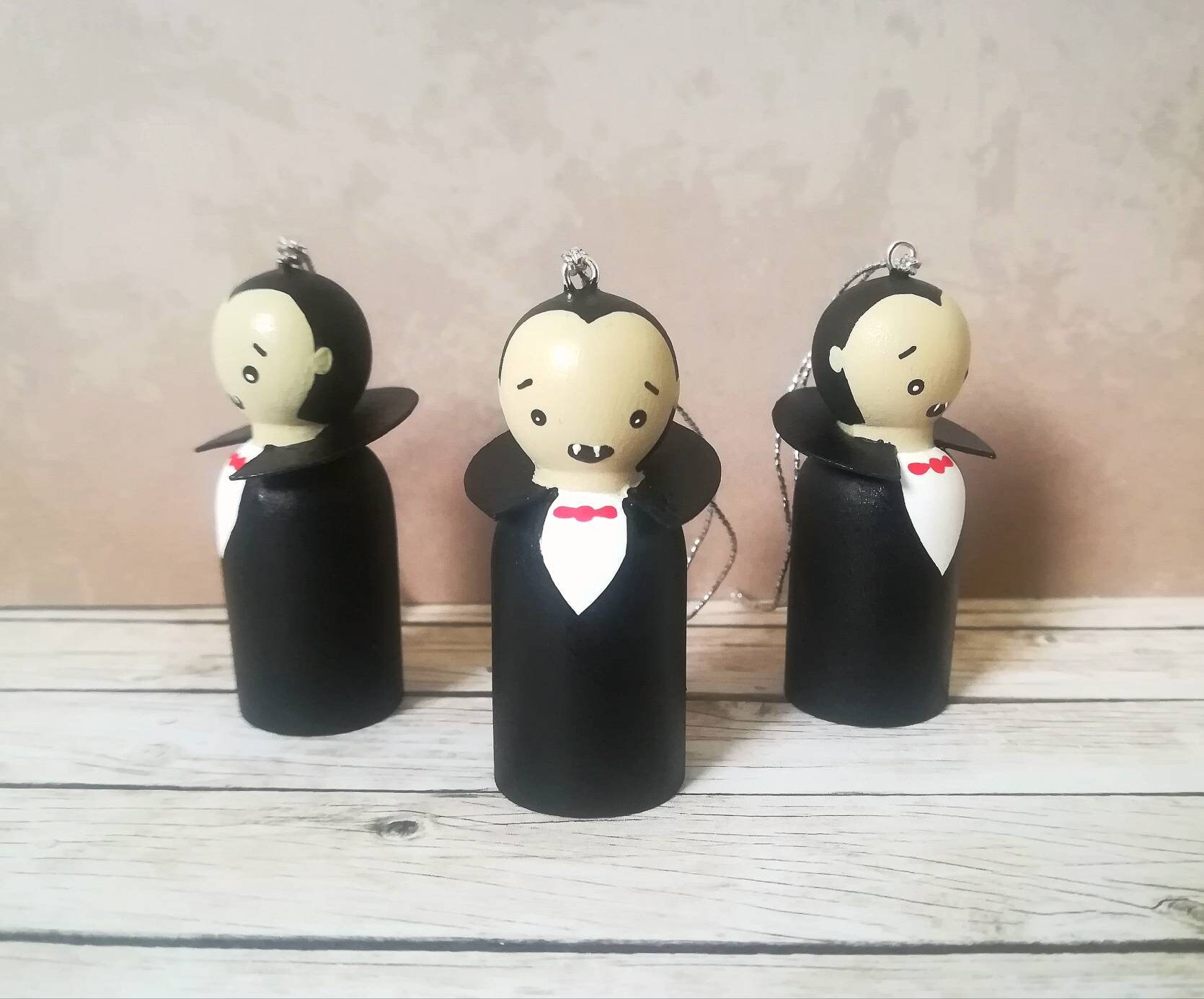 Halloween Wooden Peg Dolls Monster Ornaments. - Etsy