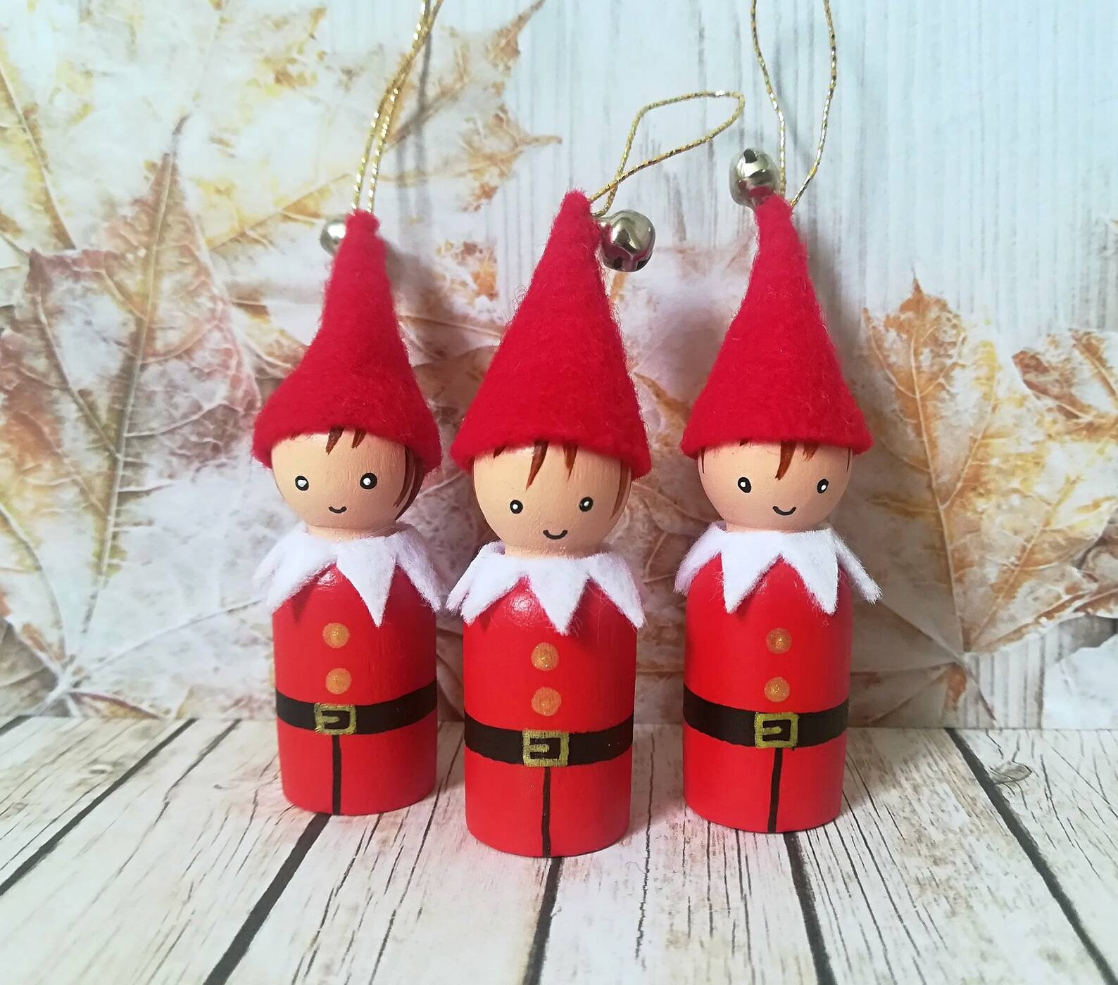 Christmas decorations wooden peg dolls hanging tree ornaments. | Etsy