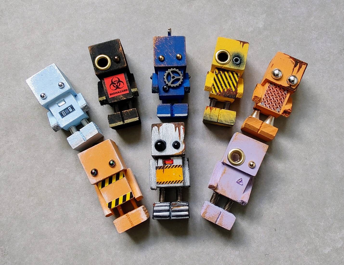 Miniature Wooden Robots. Rusty Robot Collection. | Etsy UK